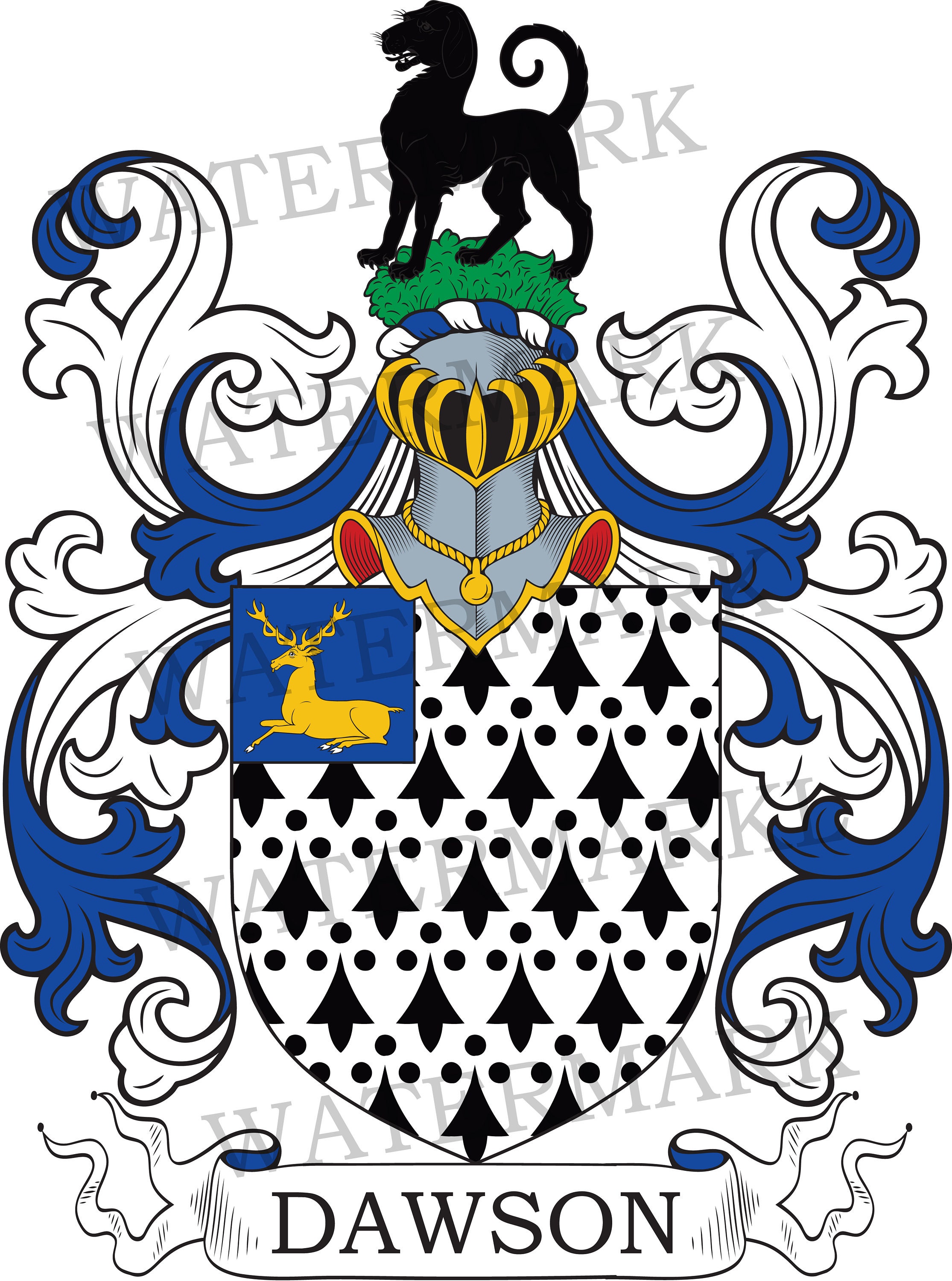 Dawson Family Crest - Digital Download - Dawson Coat of Arms JPG File ...