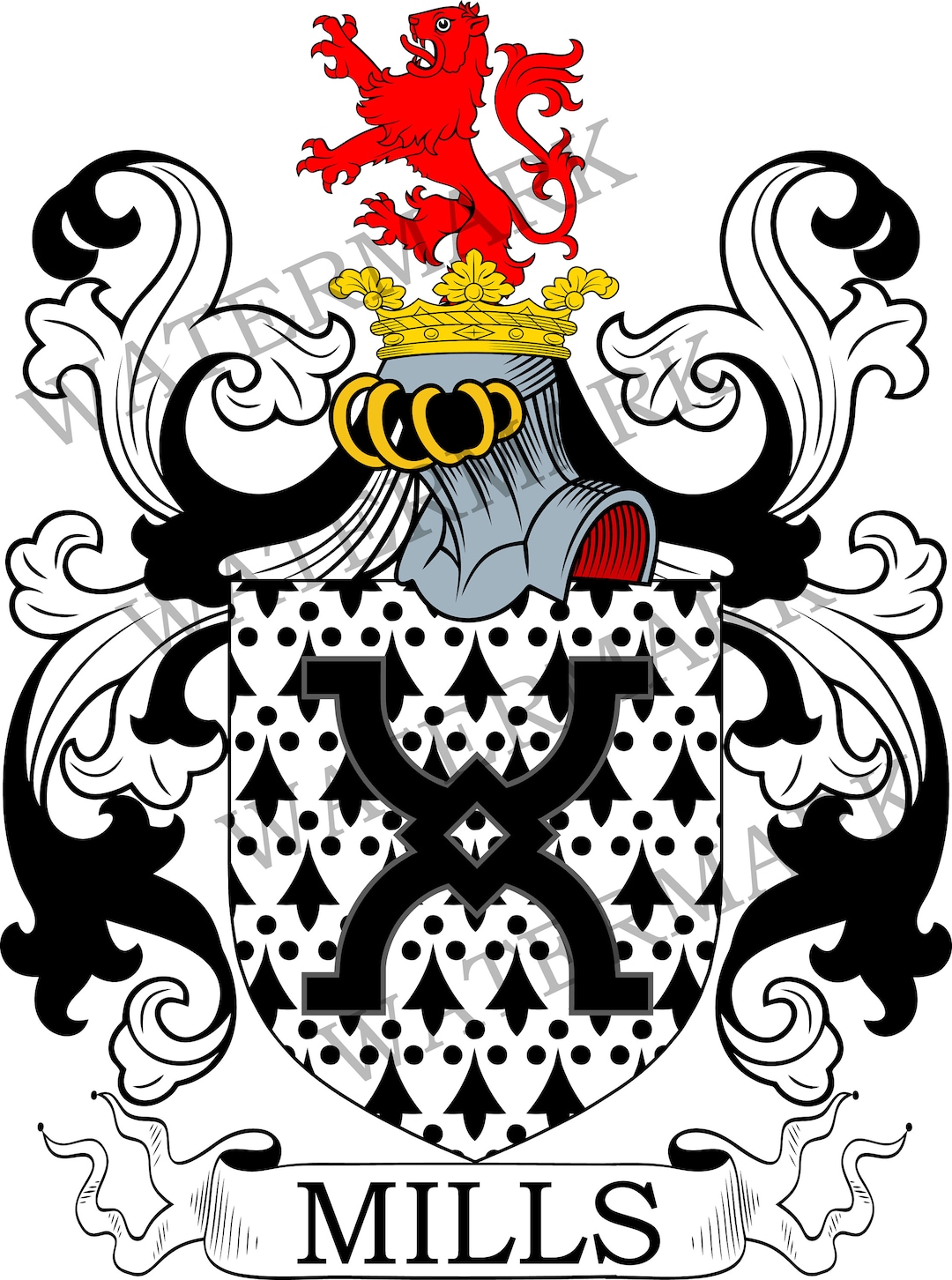 Mills Family Crest - Digital Download - Mills Coat of Arms JPG File ...