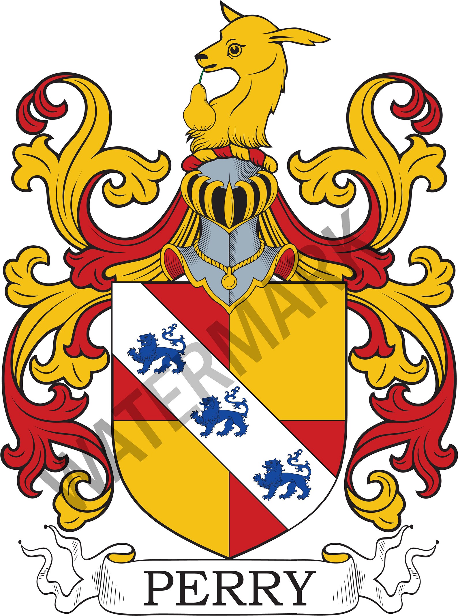 Perry Family Crest - Digital Download - Perry Coat of Arms JPG File ...