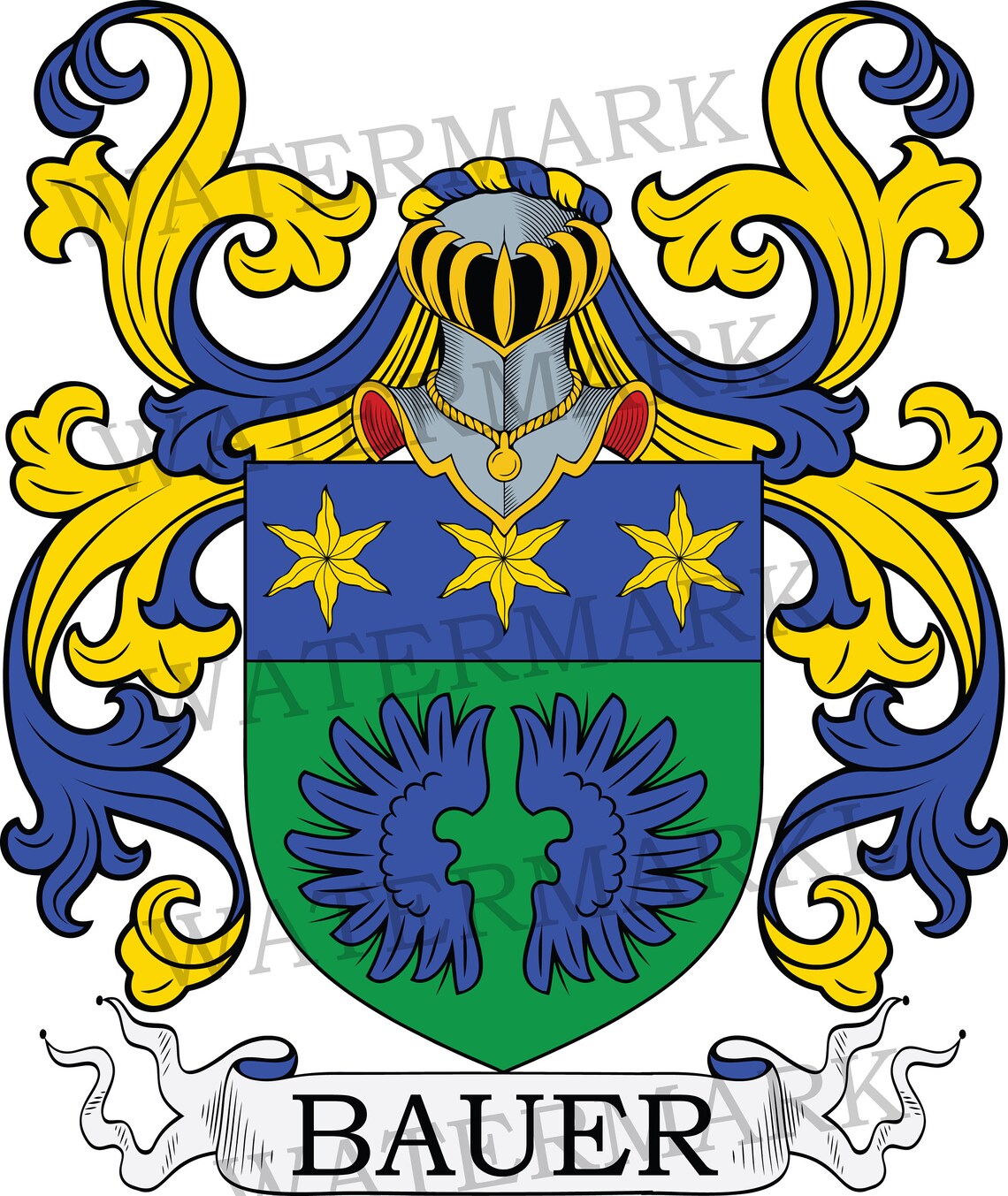 Bauer Family Crest Digital Download Bauer Coat of Arms JPG File ...