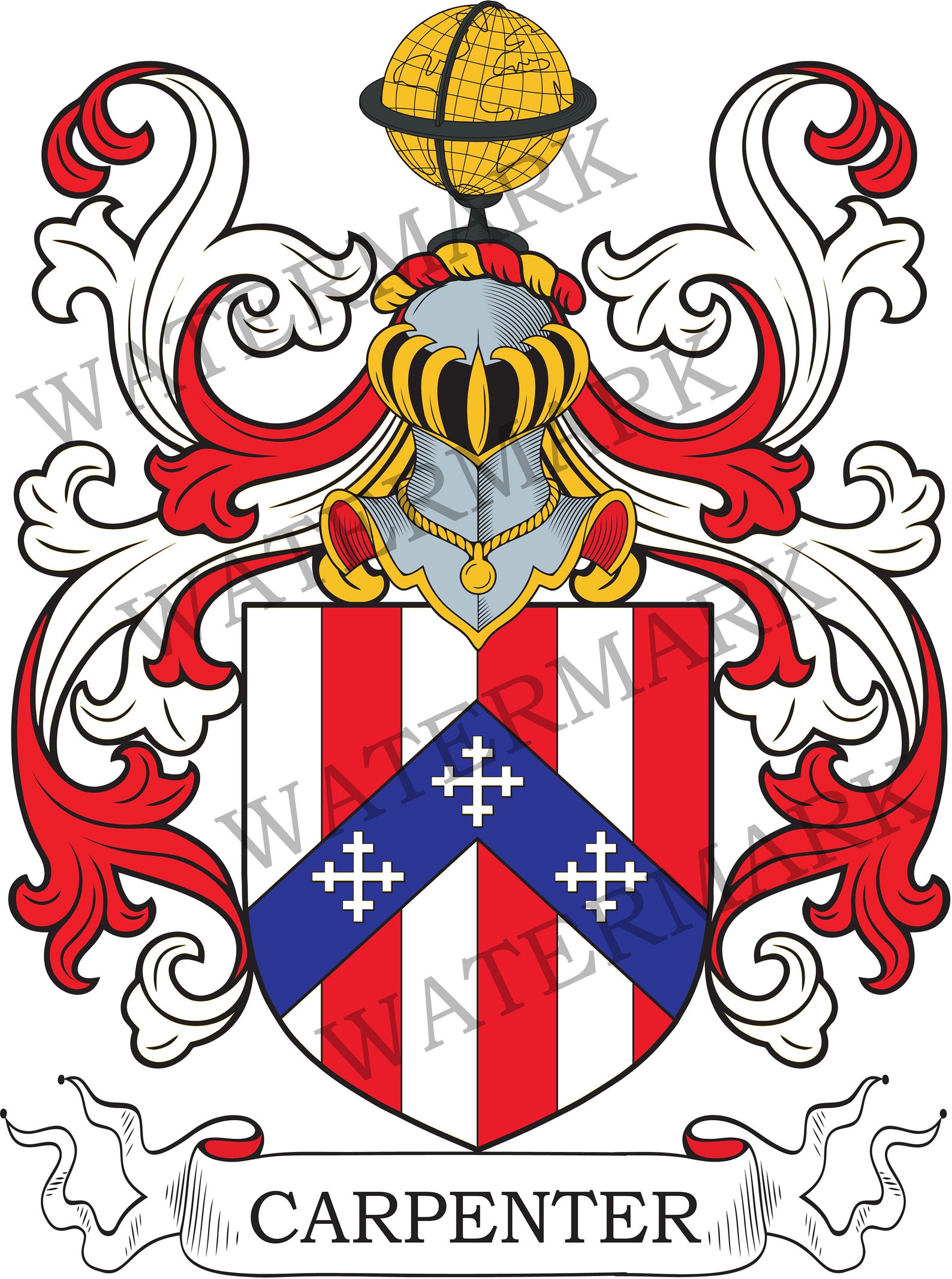 Carpenter Family Crest - Digital Download - Carpenter Coat of Arms JPG ...