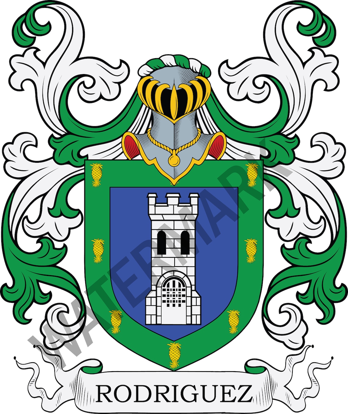 Rodriguez Family Crest - Digital Download - Rodriguez Coat of Arms JPG ...