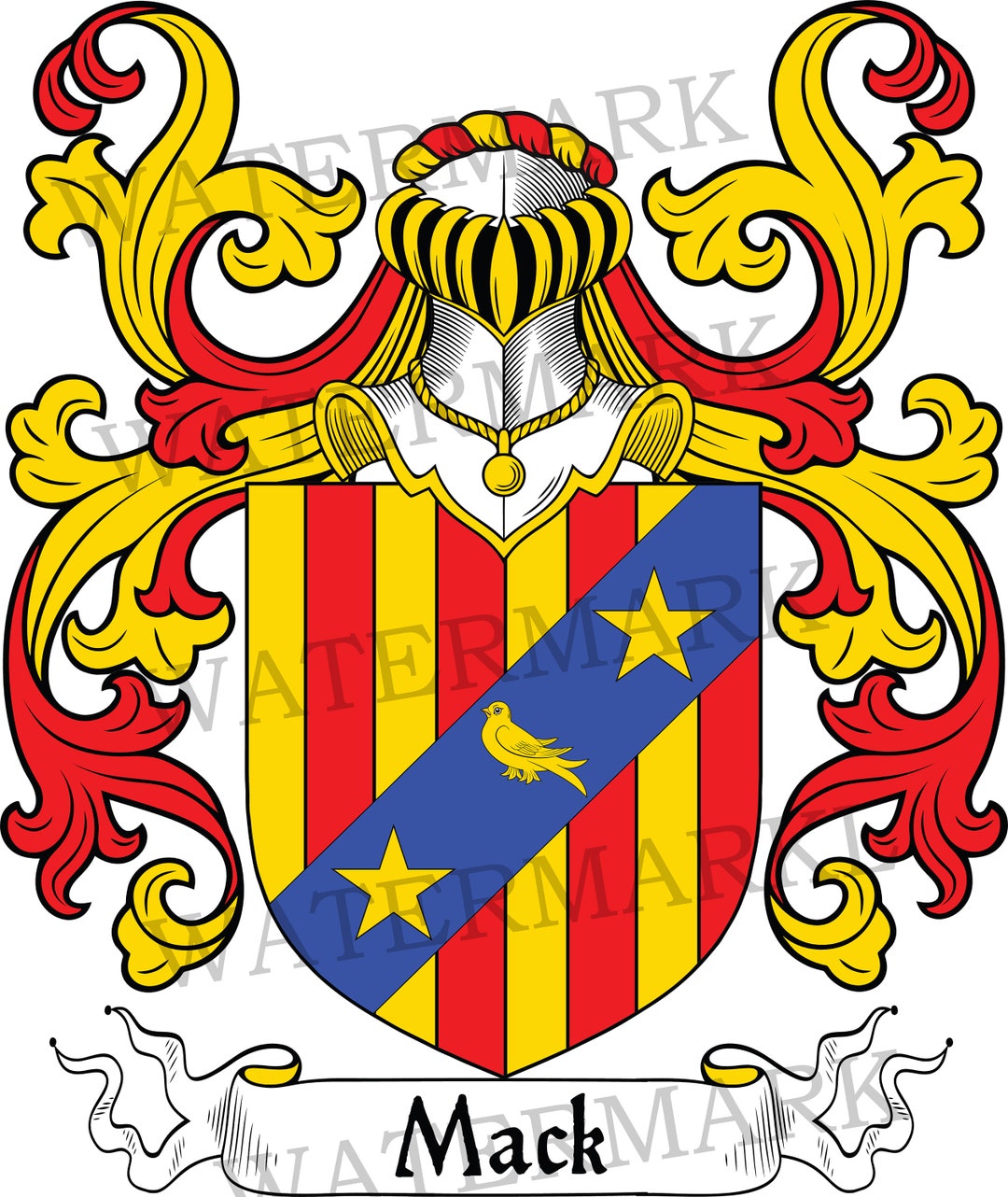 Mack Family Crest - Digital Download - Mack Coat of Arms JPG File ...