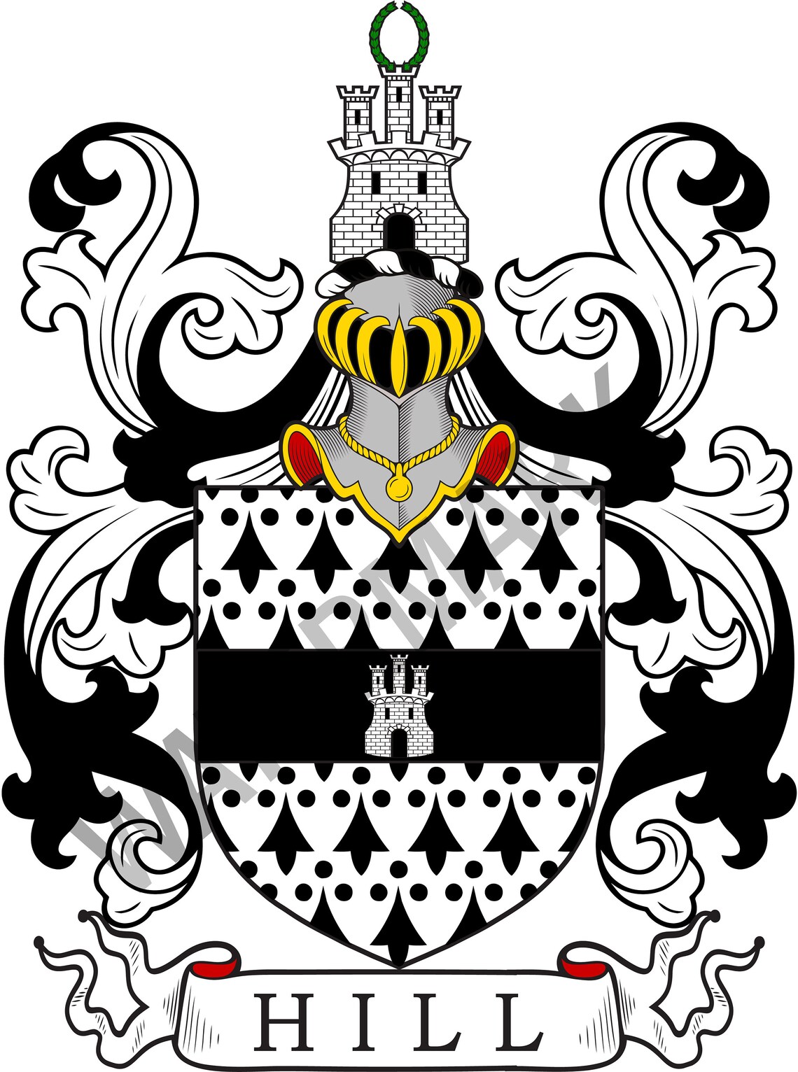 Hill Family Crest - Digital Download - Hill Coat of Arms JPG File ...