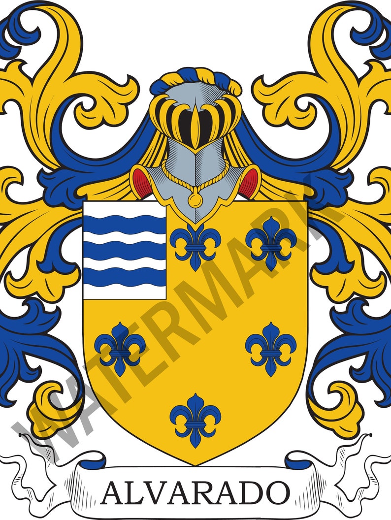 Alvarado Family Crest - Digital Download - Alvarado Coat of Arms JPG ...