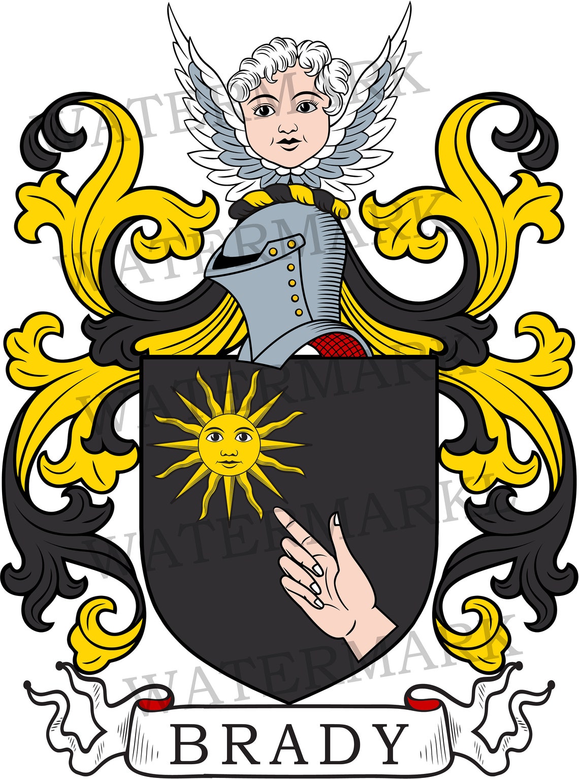 Brady Family Crest - Digital Download - Brady Coat of Arms JPG File - Heraldry, Genealogy ...