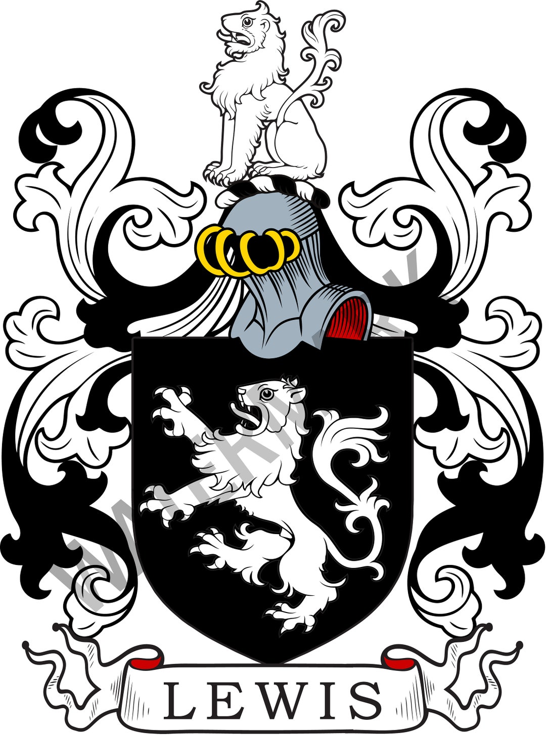 Lewis Family Crest - Digital Download - Lewis Coat of Arms JPG File ...