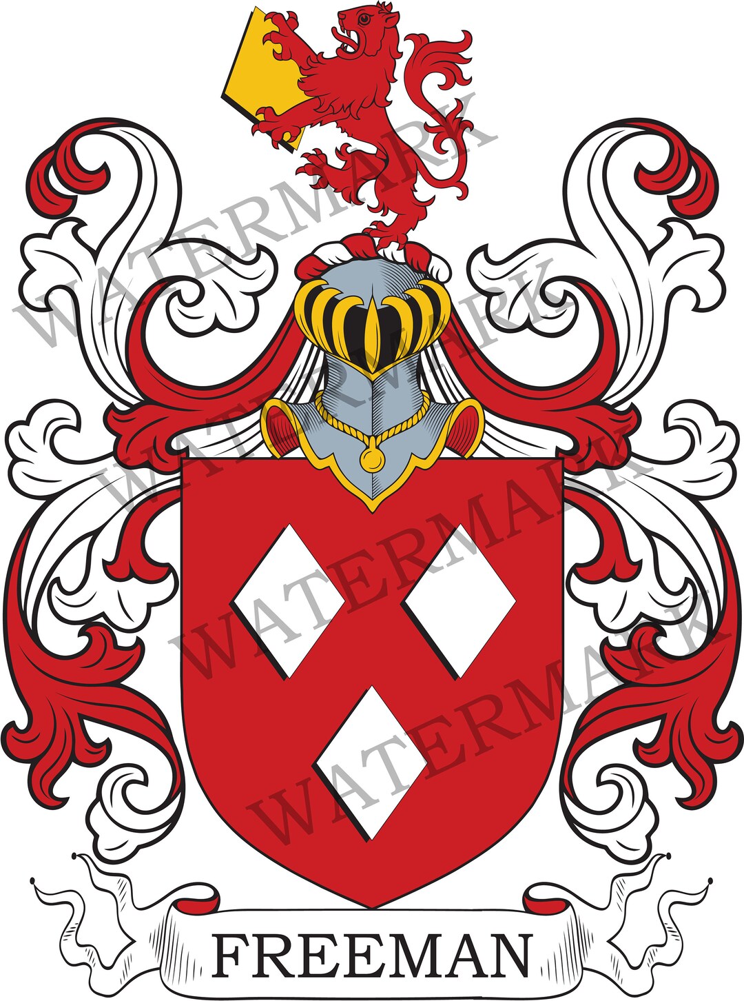 Freeman Family Crest (ireland) - Digital Download - Freeman Coat of ...