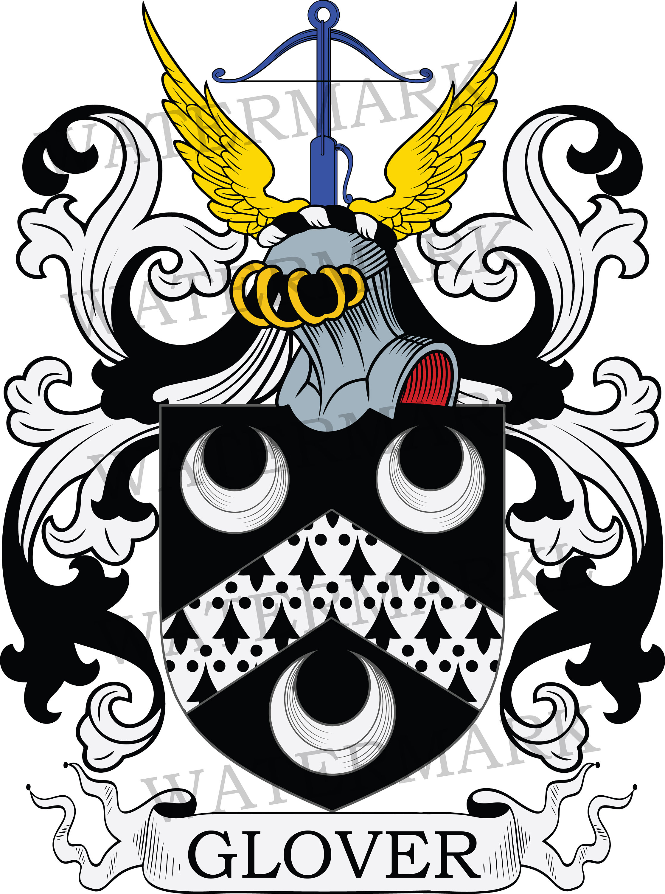 Glover Family Crest Digital Download Glover Coat of Arms JPG File ...