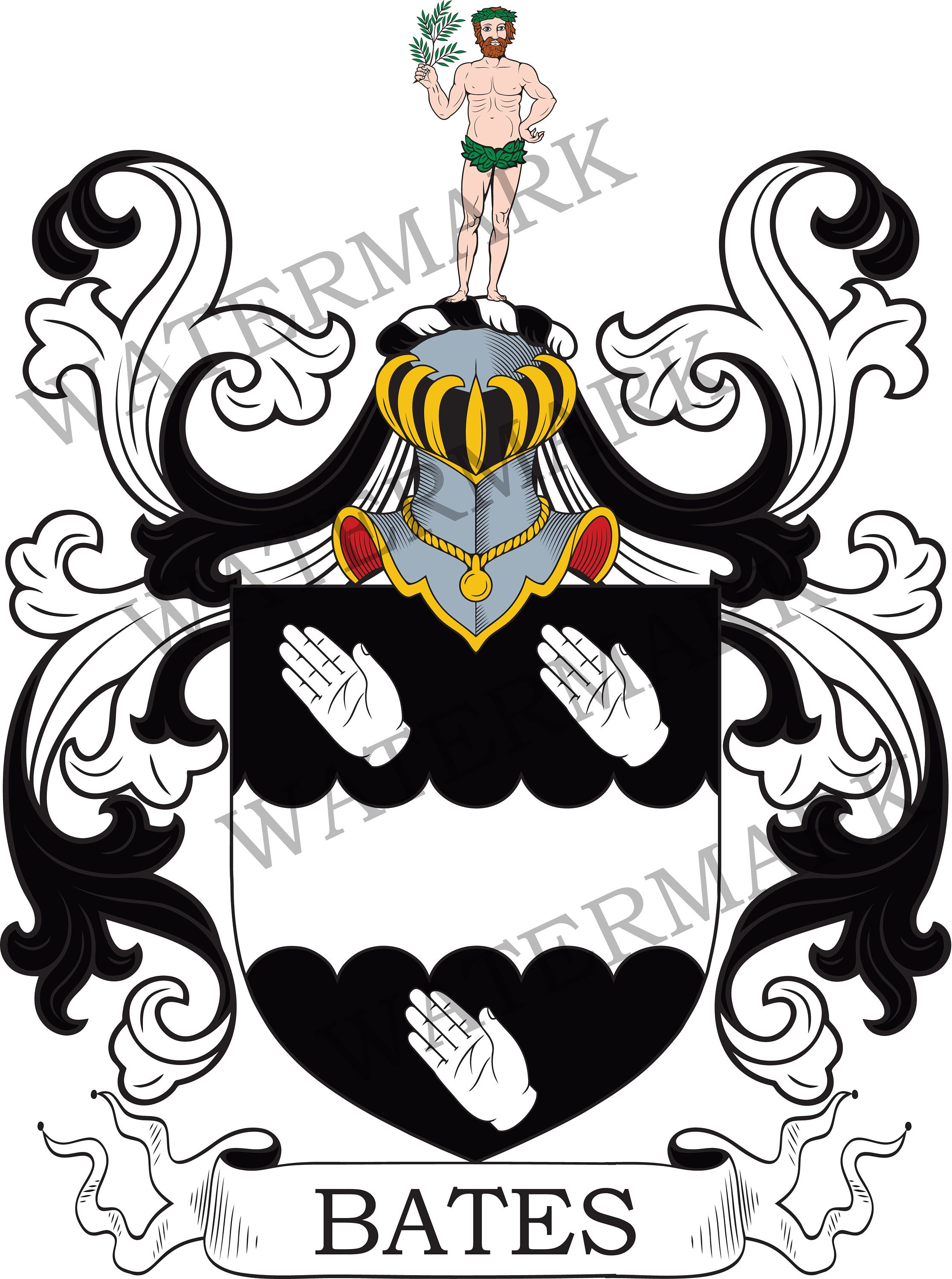 Bates Family Crest Digital Download Bates Coat of Arms JPG File ...