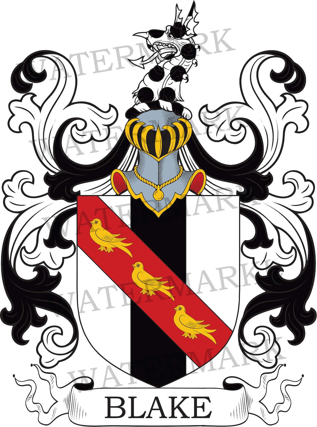 Blake Family Crest (england) - Digital Download - Blake Coat of Arms ...