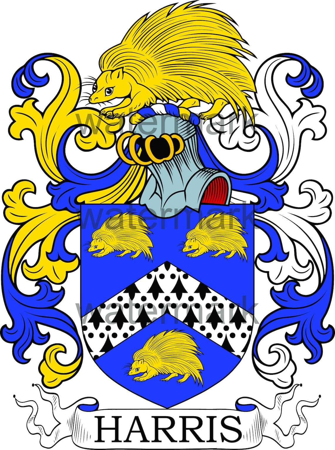 Harris Family Crest - Digital Download - Harris Coat of Arms JPG File ...