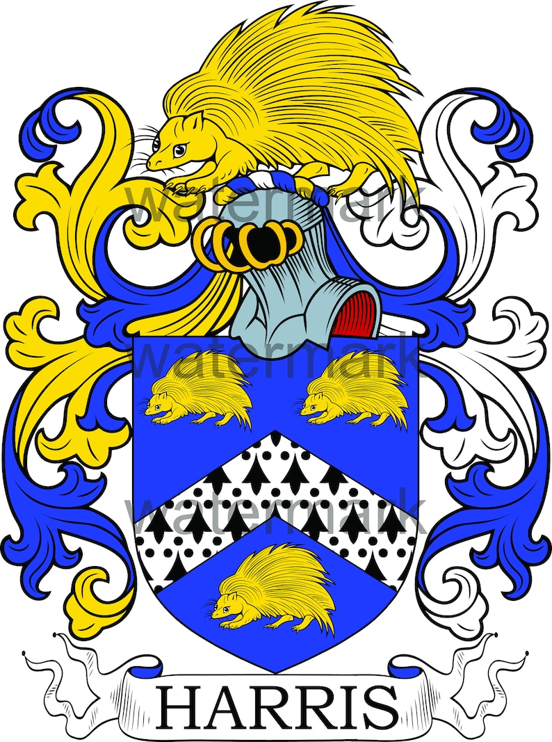 Harris Family Crest - Digital Download - Harris Coat of Arms JPG File ...