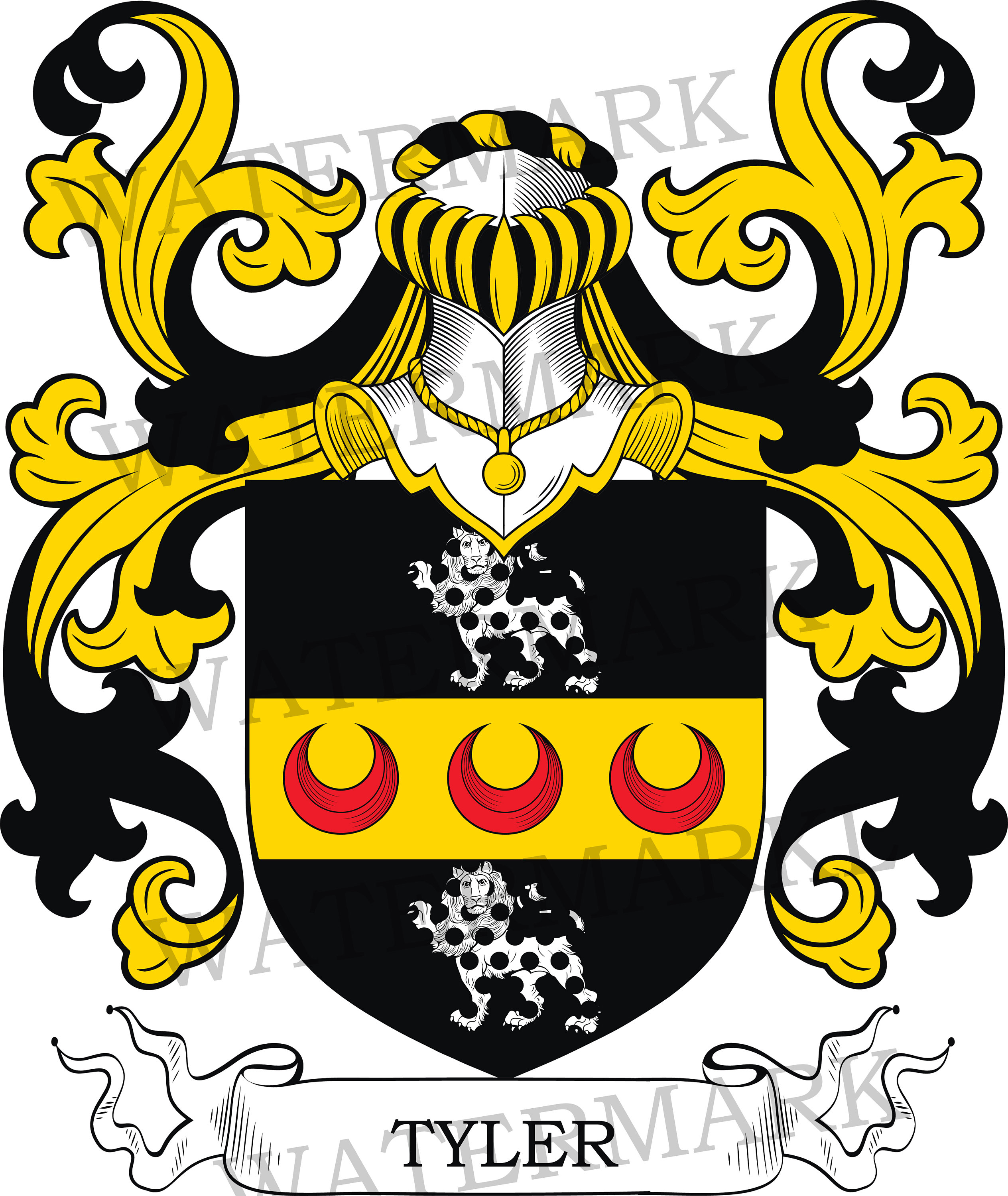 Tyler Family Crest - Digital Download - Tyler Coat of Arms JPG File ...