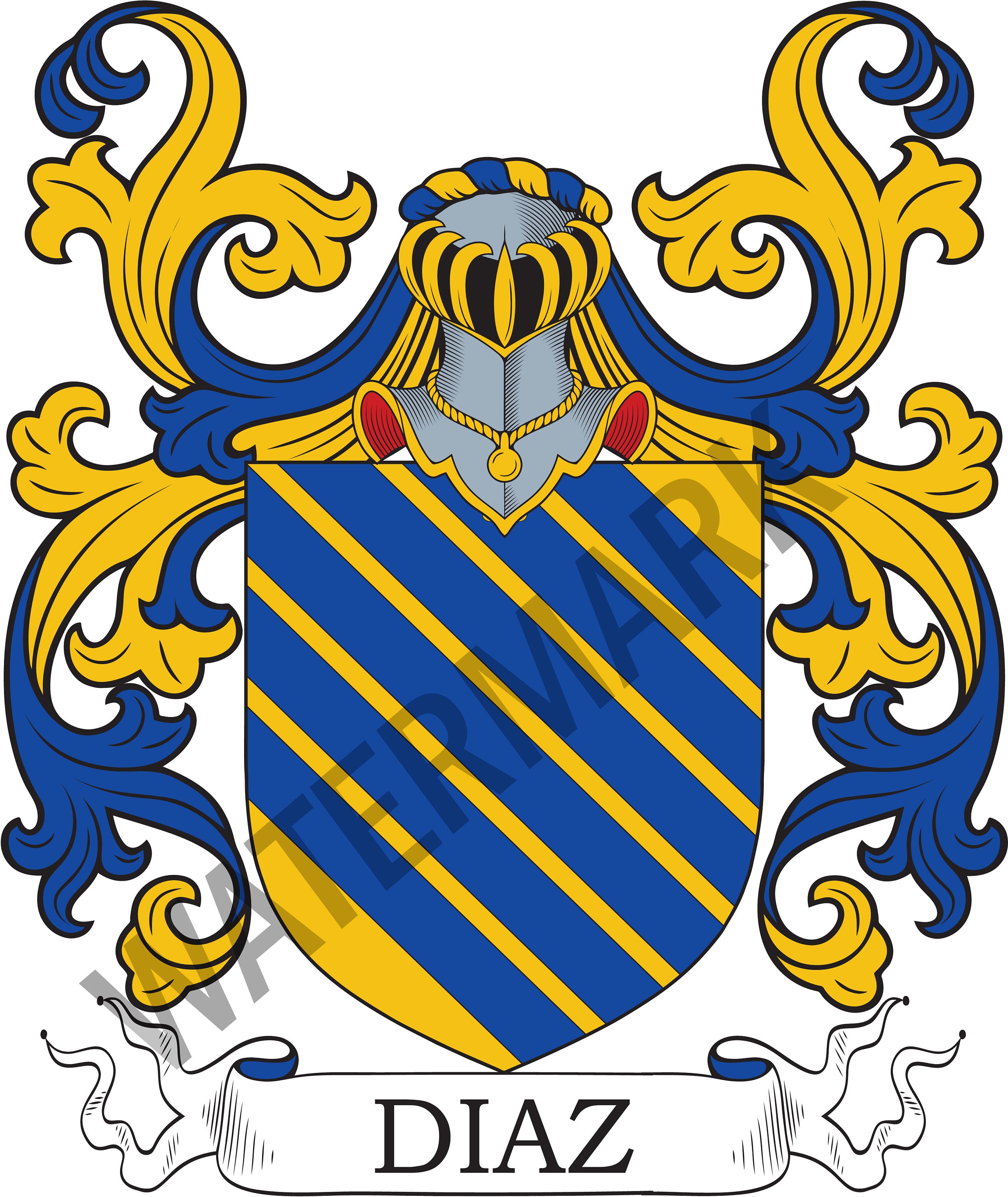 Diaz Family Crest - Digital Download - Diaz Coat of Arms JPG File ...