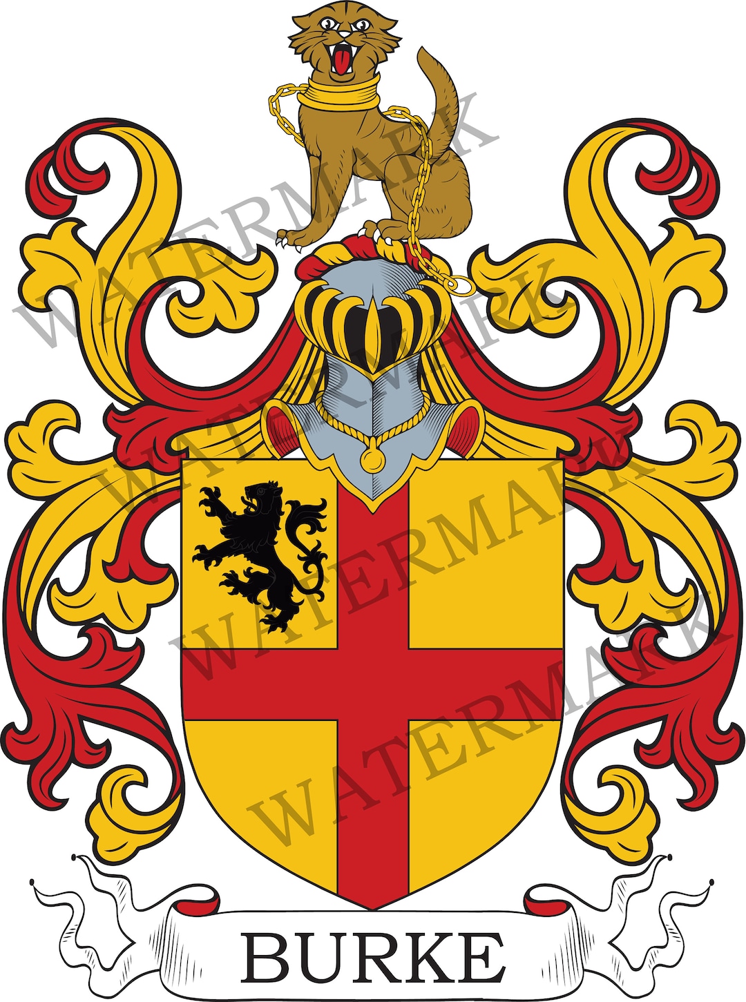 Burke Family Crest - Digital Download - Burke Coat of Arms JPG File ...