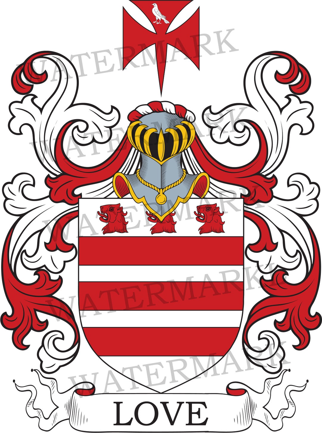 Love Family Crest - Digital Download - Love Coat of Arms JPG File ...