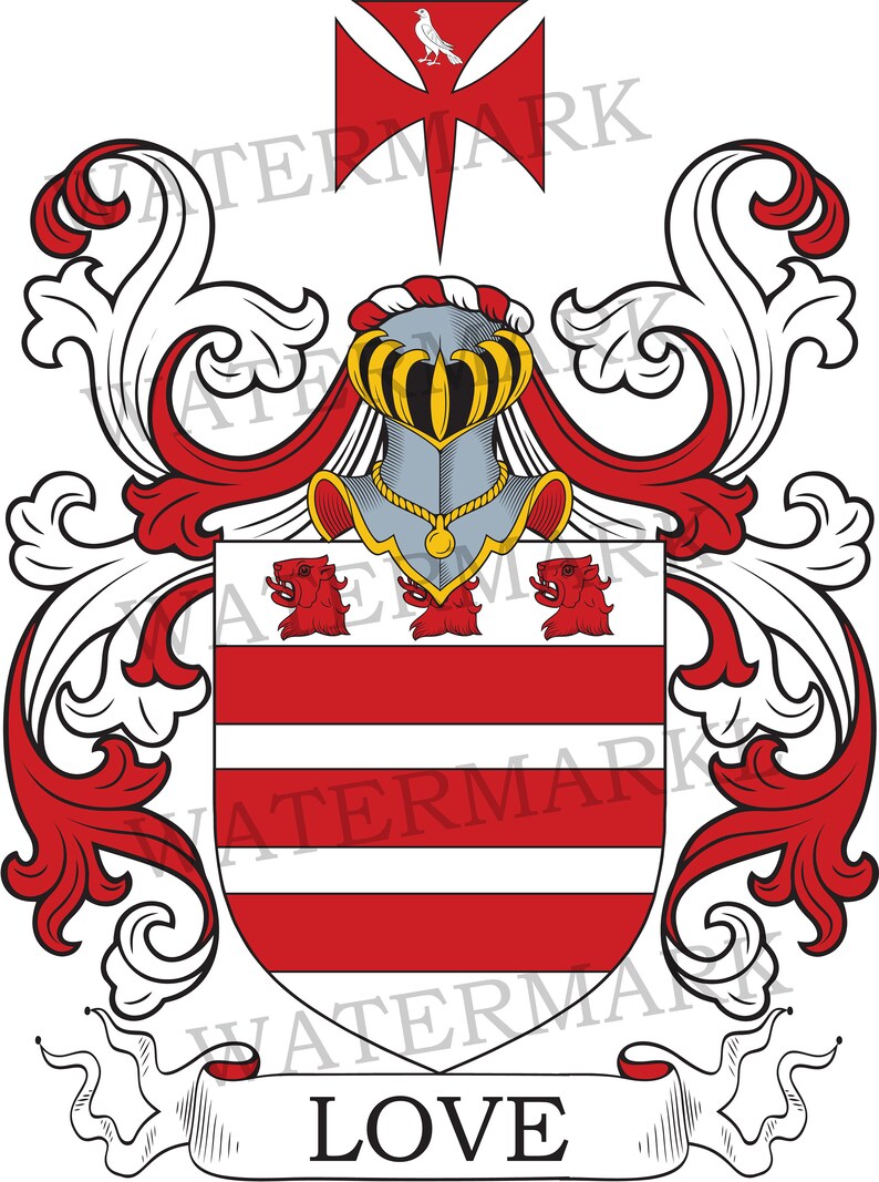 Love Family Crest - Digital Download - Love Coat of Arms JPG File ...