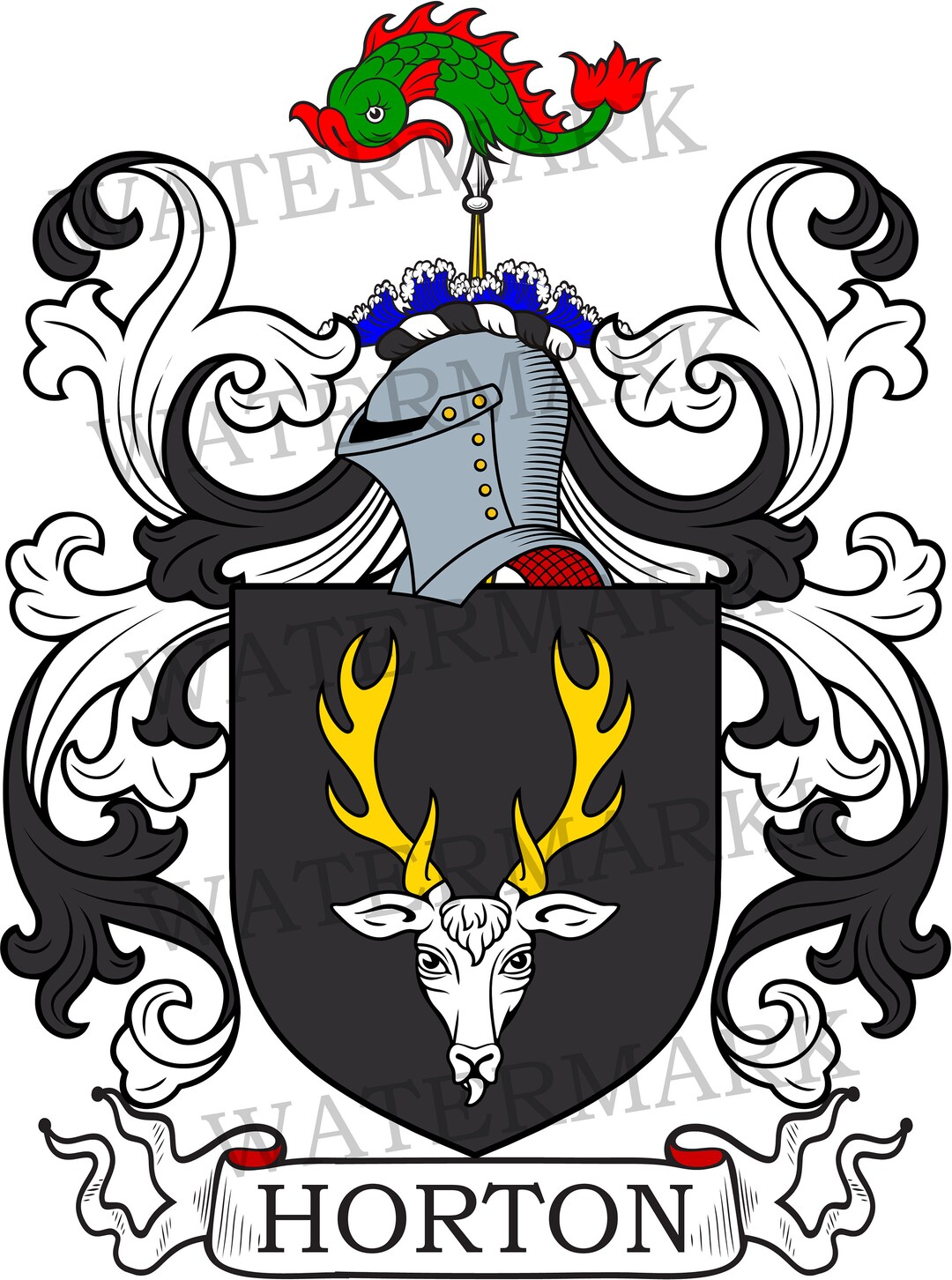 Horton Family Crest - Digital Download - Horton Coat of Arms JPG File ...