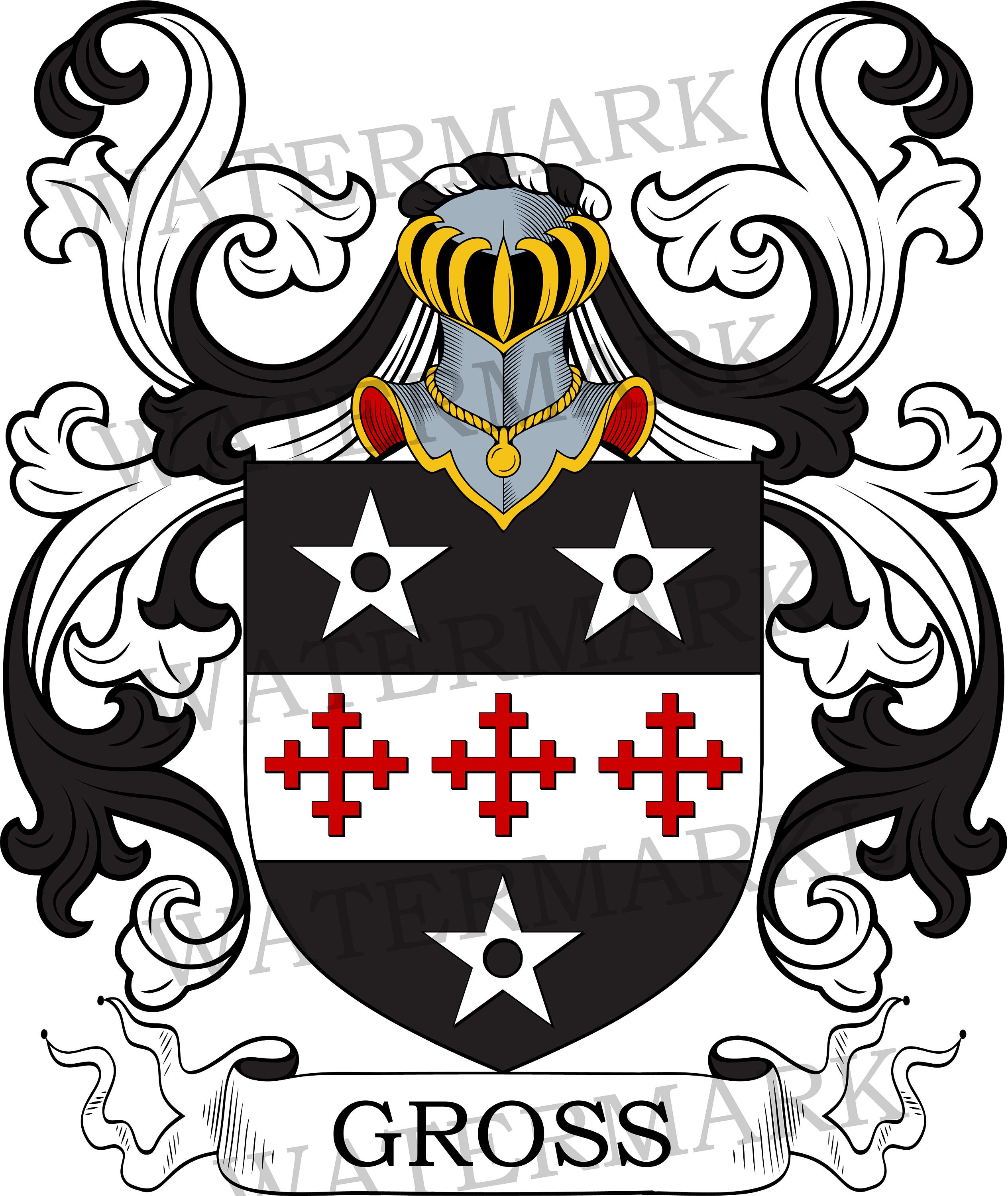Gross Family Crest - Digital Download - Gross Coat of Arms JPG File ...