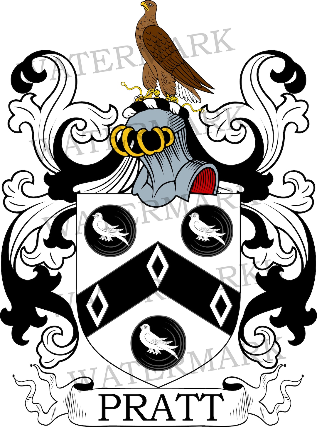 Pratt Family Crest - Digital Download - Pratt Coat of Arms JPG File ...