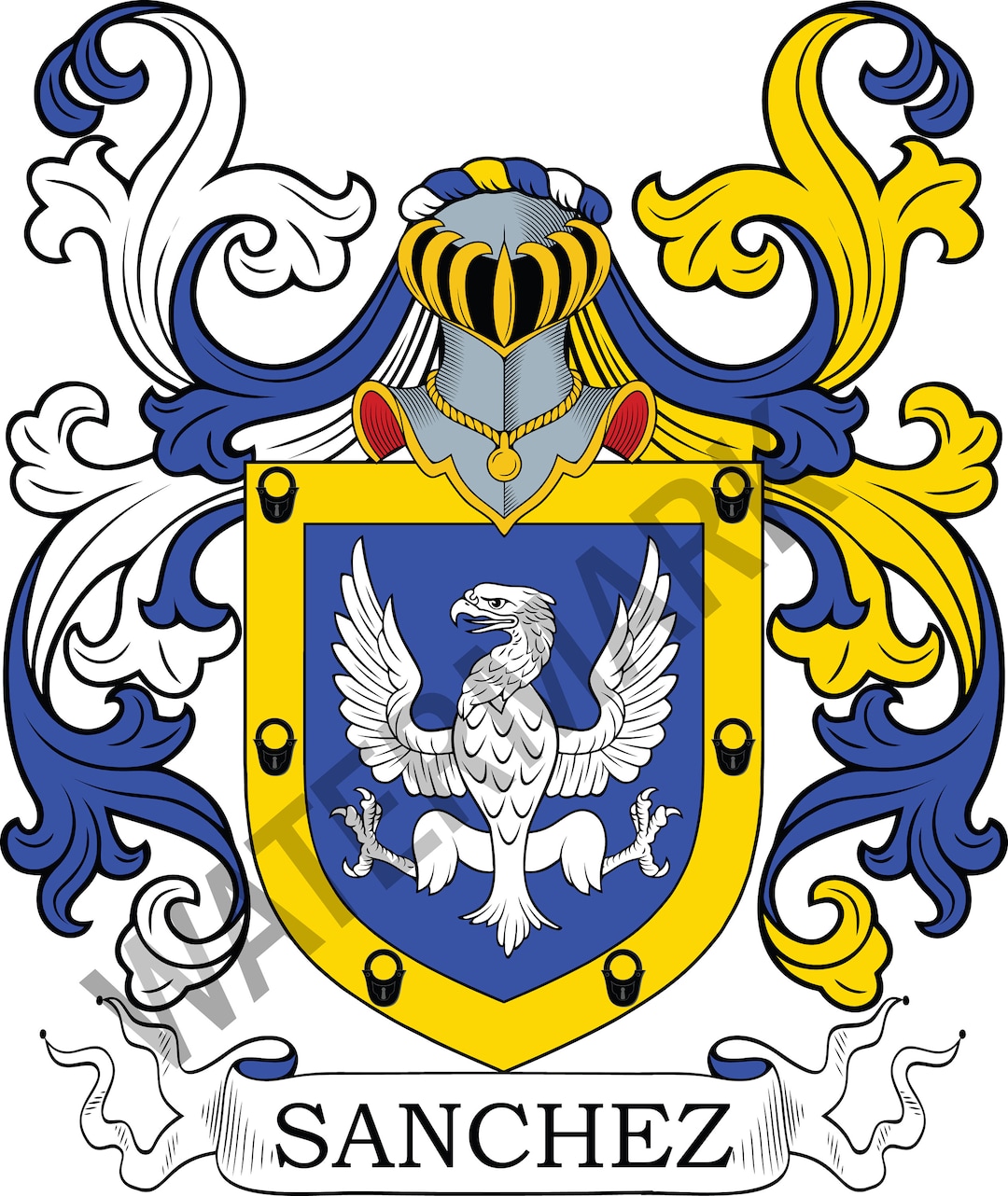 Sanchez Family Crest - Digital Download - Sanchez Coat of Arms JPG File ...