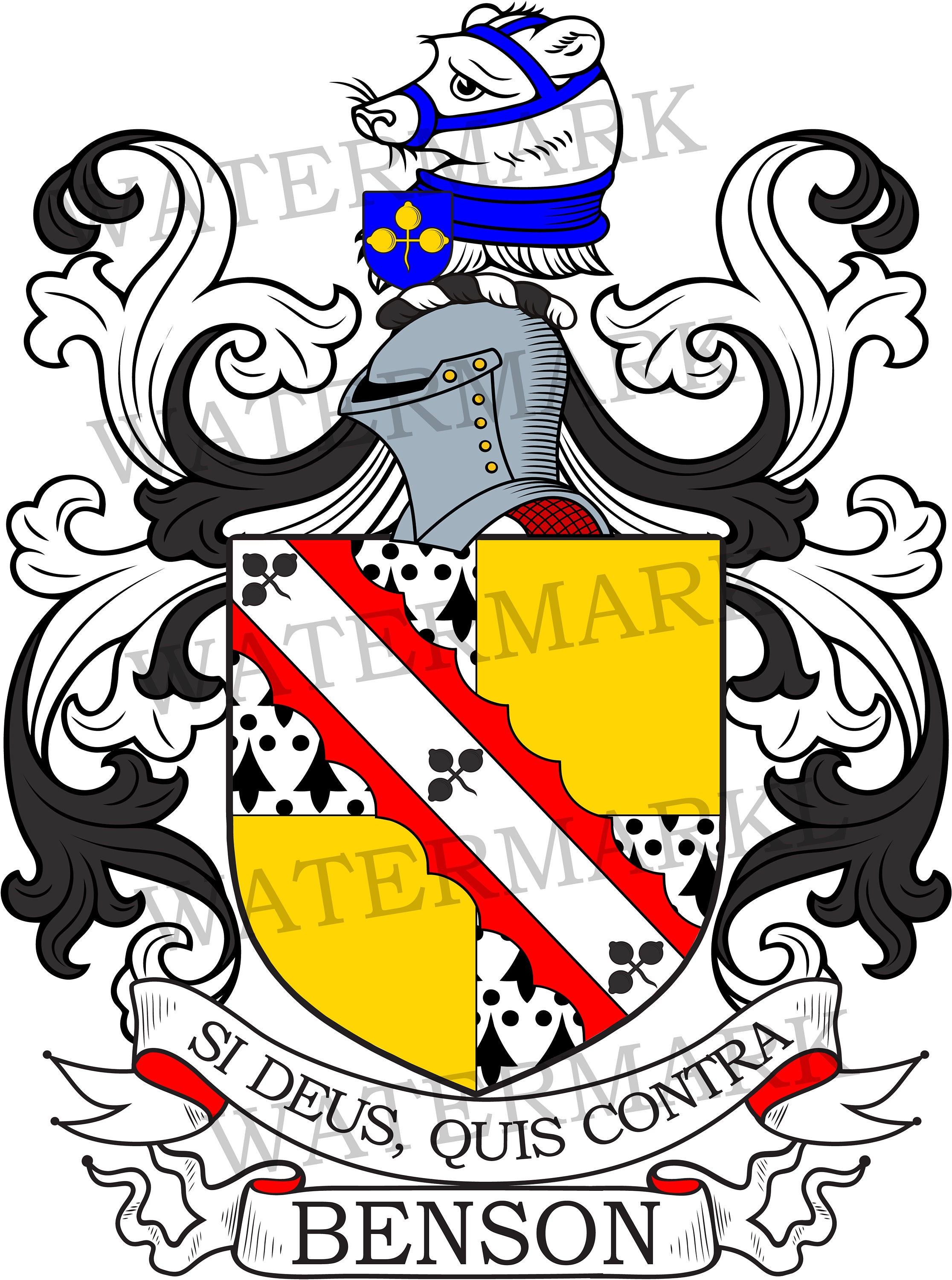 Benson Family Crest Digital Download Benson Coat of Arms JPG File ...