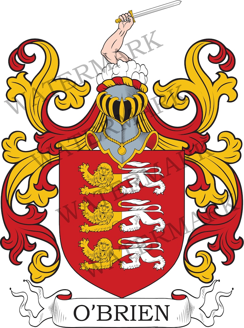 O'brien Family Crest - Digital Download - O'brien Coat of Arms JPG File - Heraldry, Genealogy ...