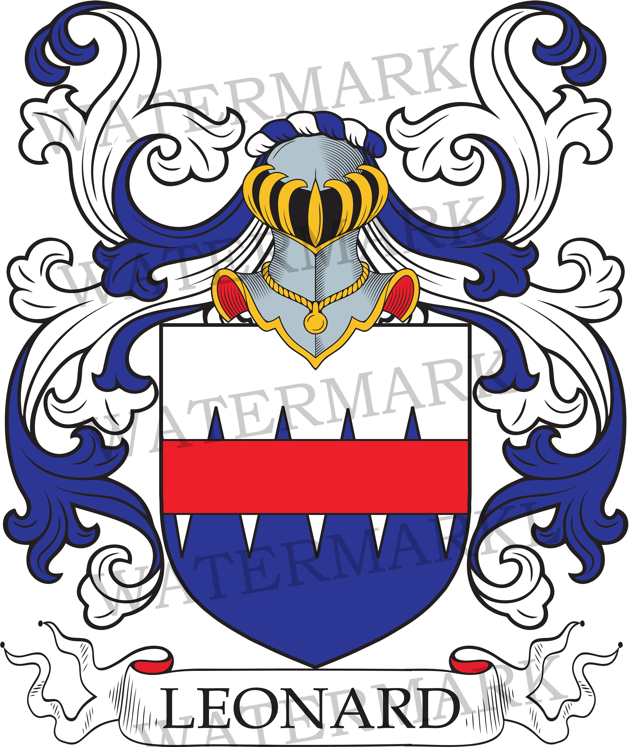 Leonard Family Crest Digital Download Leonard Coat of Arms JPG File ...