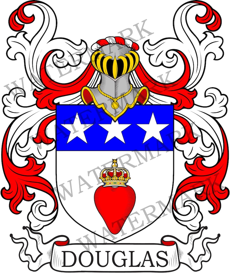 Douglas Family Crest - Digital Download - Douglas Coat of Arms JPG File ...