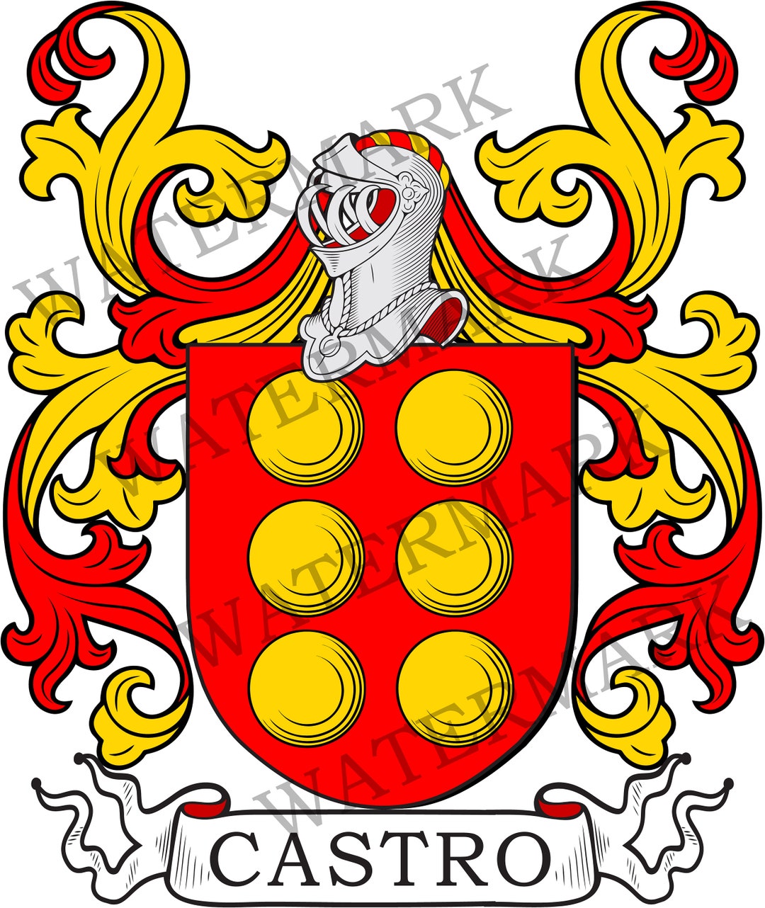 Buy Castro Family Crest Digital Download Castro Coat of Arms JPG File ...