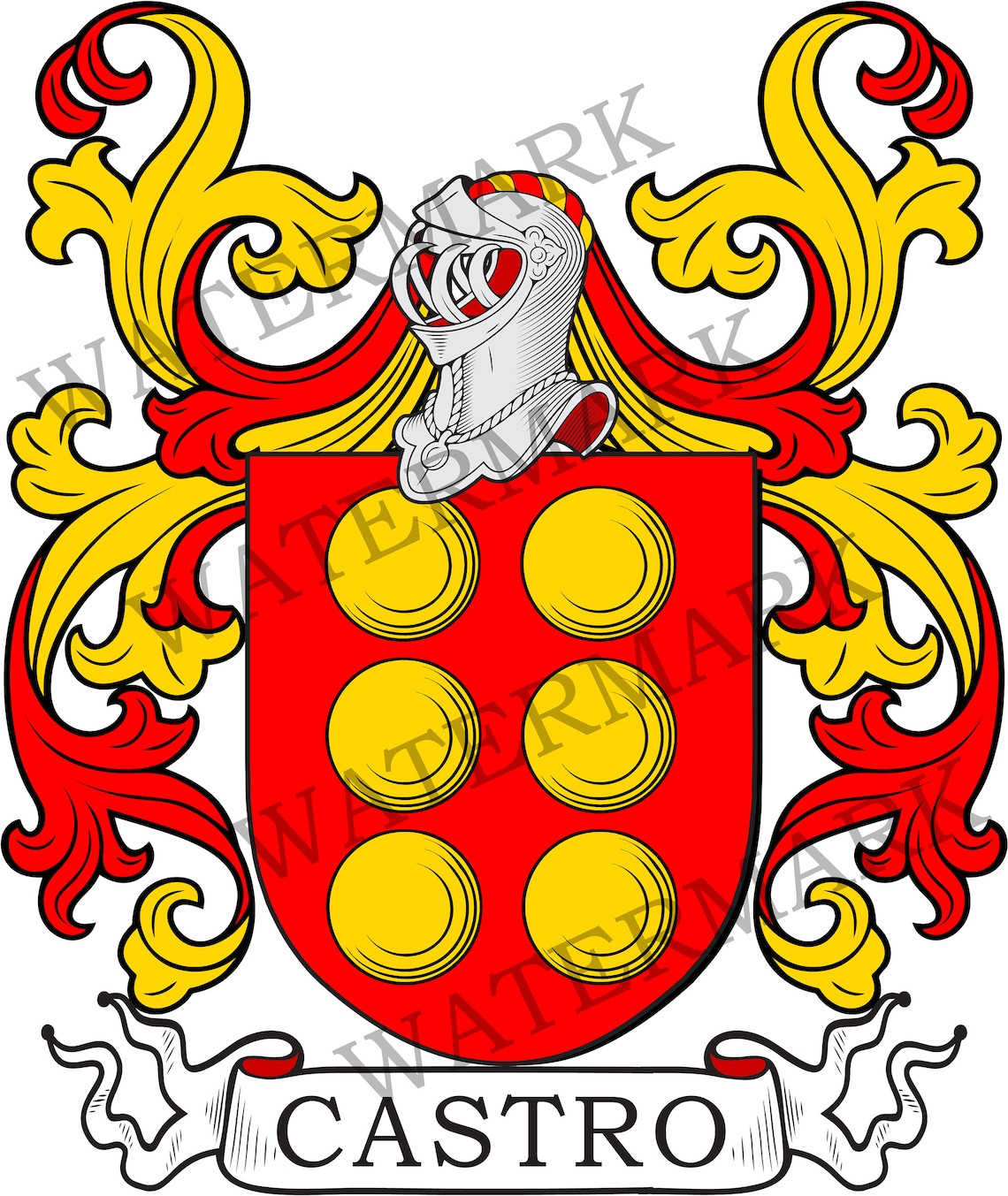Castro Family Crest - Digital Download - Castro Coat of Arms JPG File ...