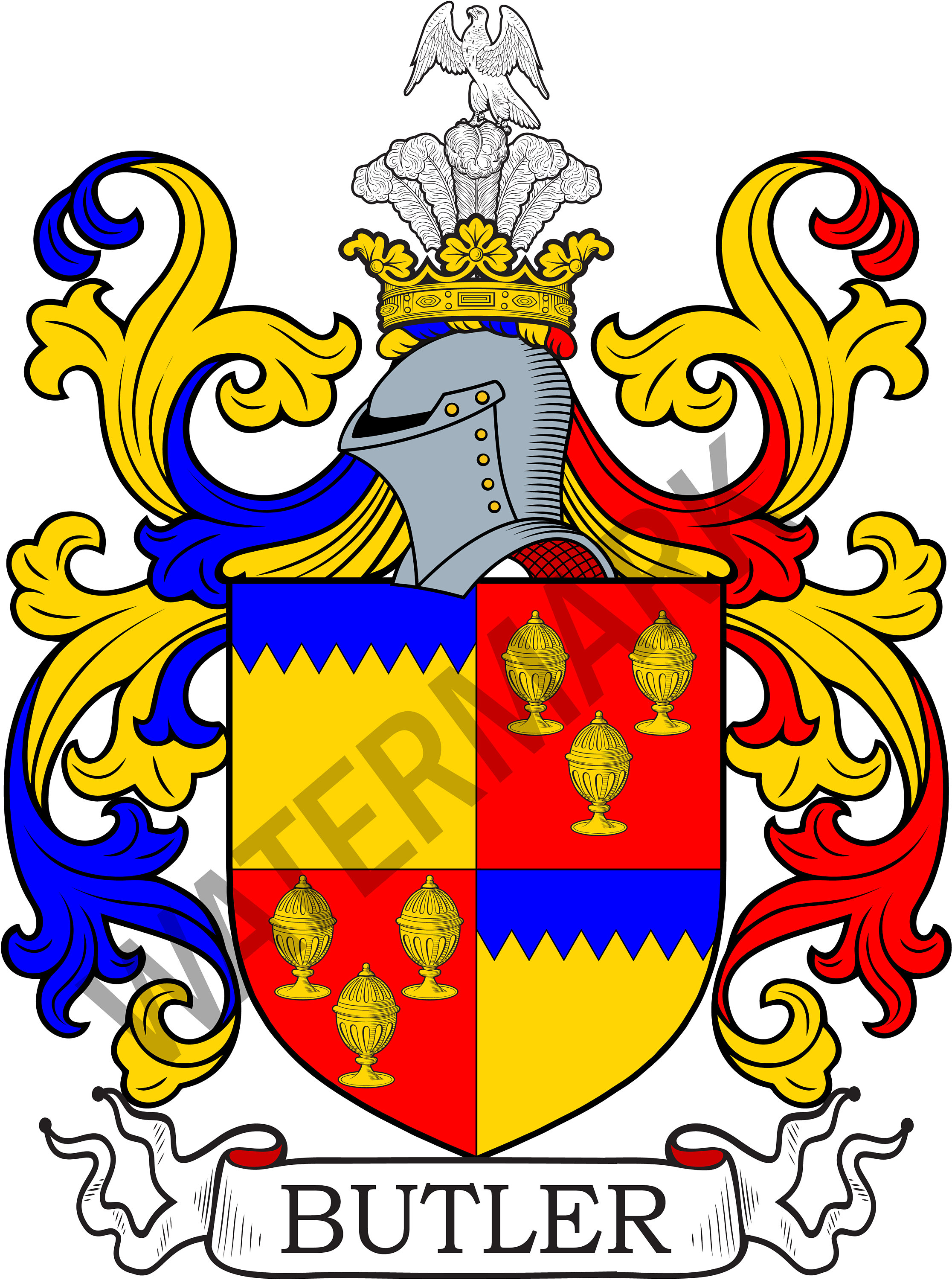Butler Family Crest - Digital Download - Butler Coat of Arms JPG File ...