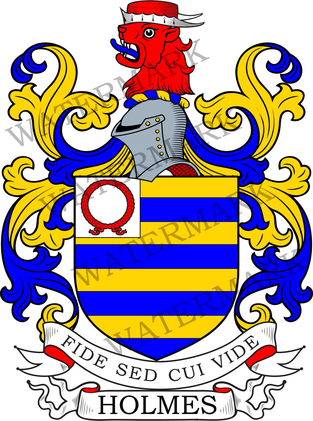 Holmes Family Crest - Digital Download - Holmes Coat of Arms JPG File ...