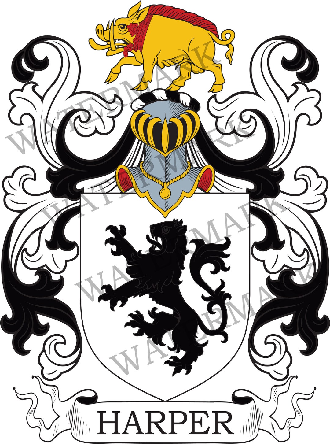 Harper Family Crest - Digital Download - Harper Coat of Arms JPG File ...
