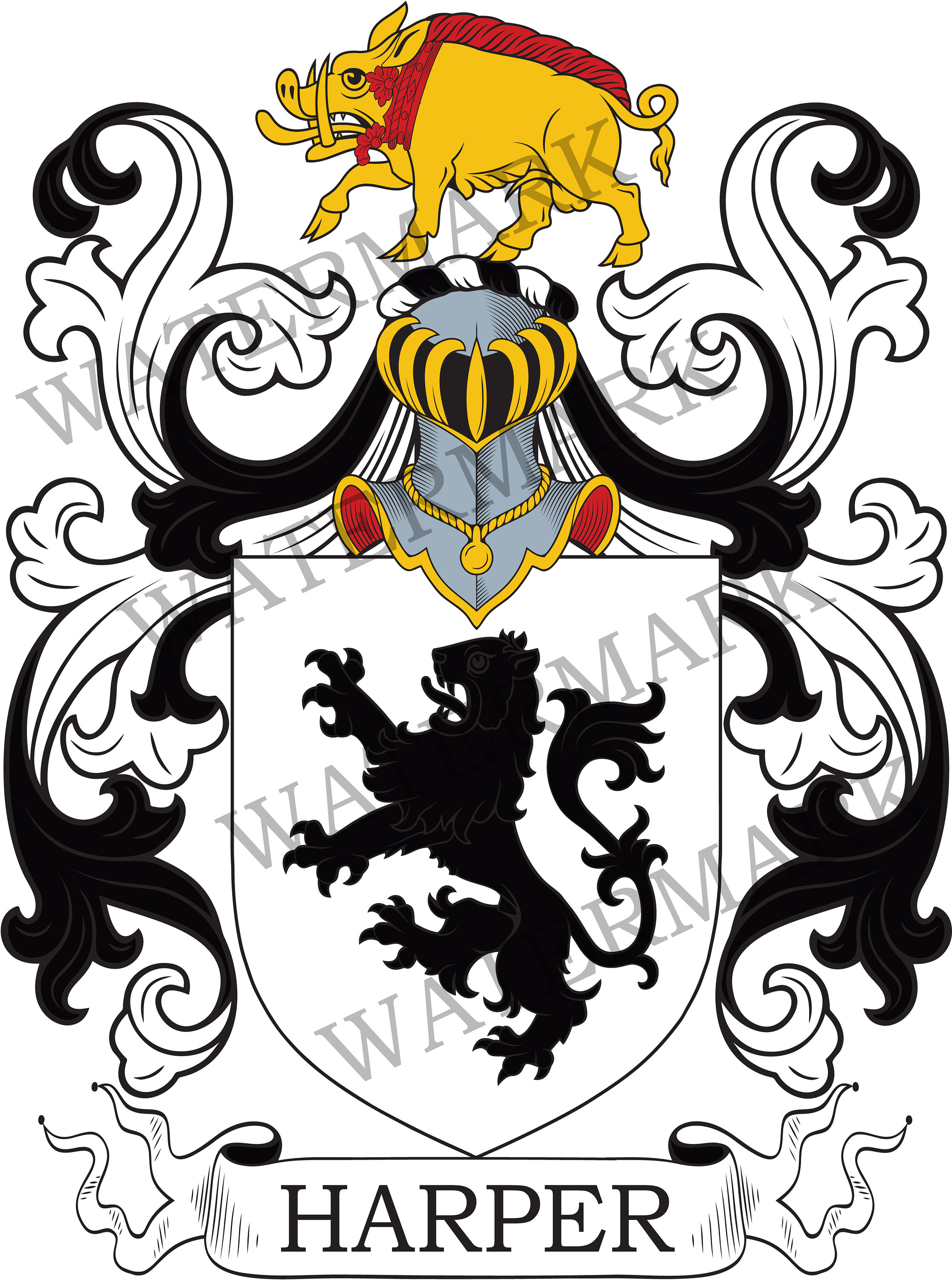 Harper Family Crest - Digital Download - Harper Coat of Arms JPG File ...