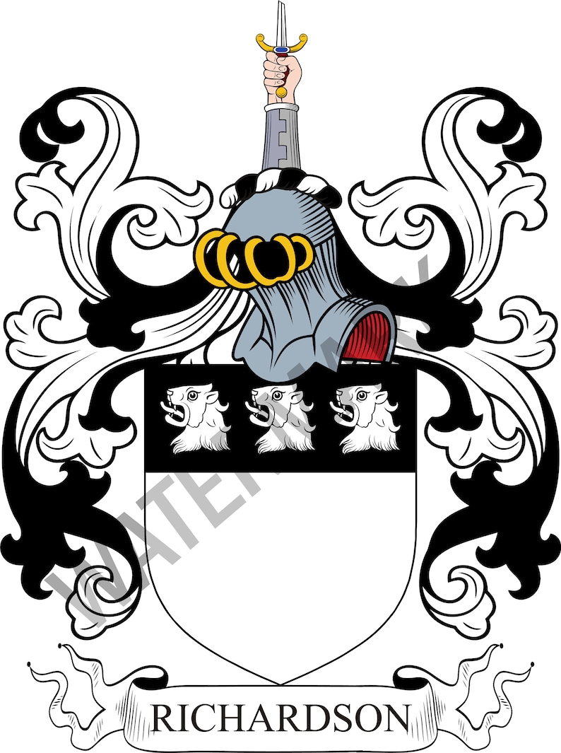 Richardson Family Crest - Digital Download - Richardson Coat of Arms ...
