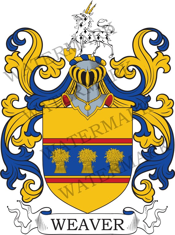 Weaver Family Crest Digital Download Weaver Coat of Arms - Etsy