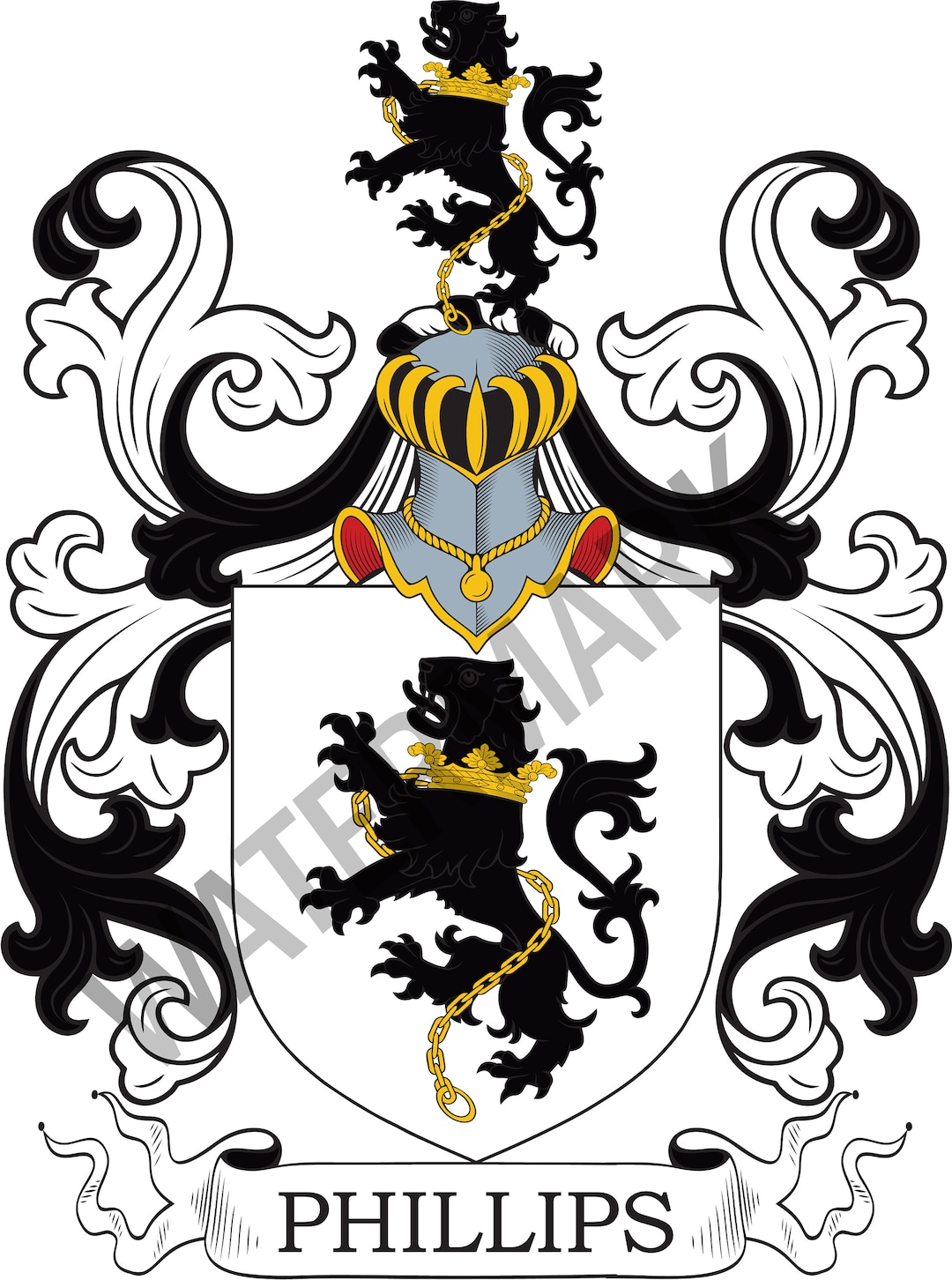Phillips Family Crest - Digital Download - Phillips Coat of Arms JPG ...