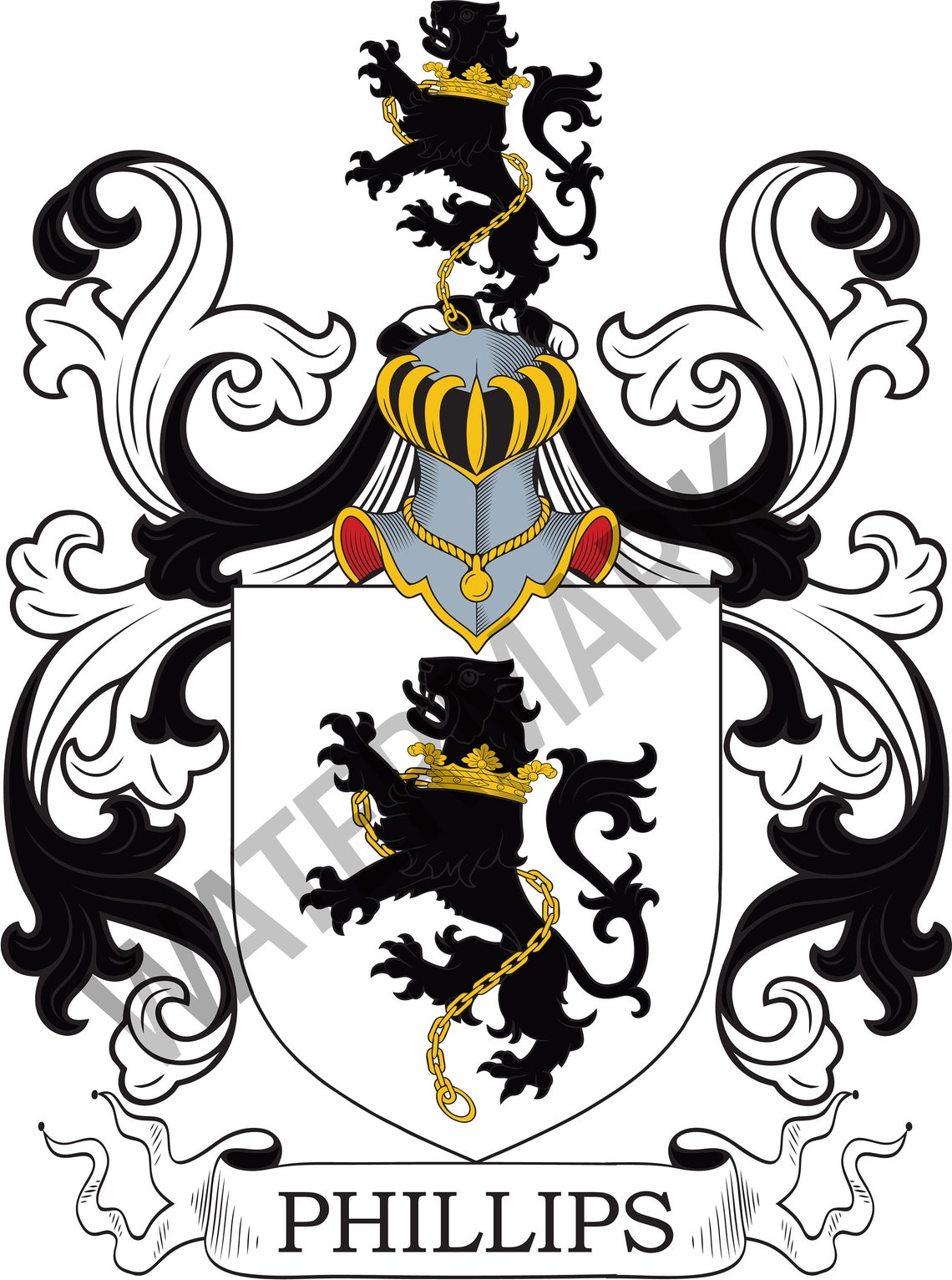 Phillips Family Crest - Digital Download - Phillips Coat of Arms JPG ...