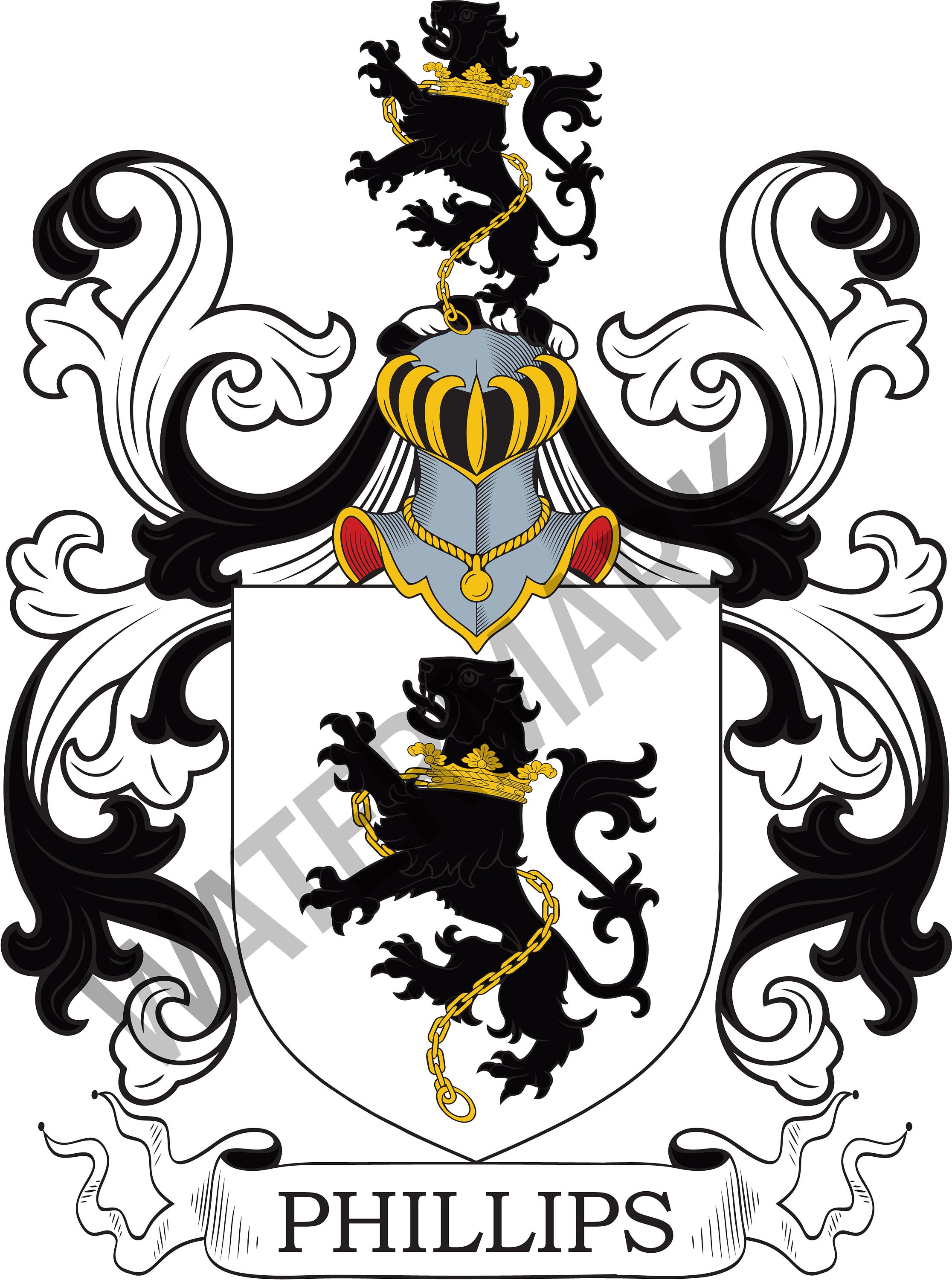 Phillips Family Crest - Digital Download - Phillips Coat of Arms JPG ...