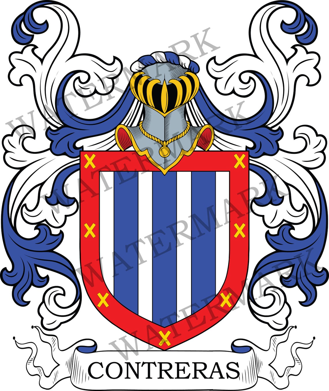 Contreras Family Crest Digital Download Contreras Coat of Arms JPG File ...