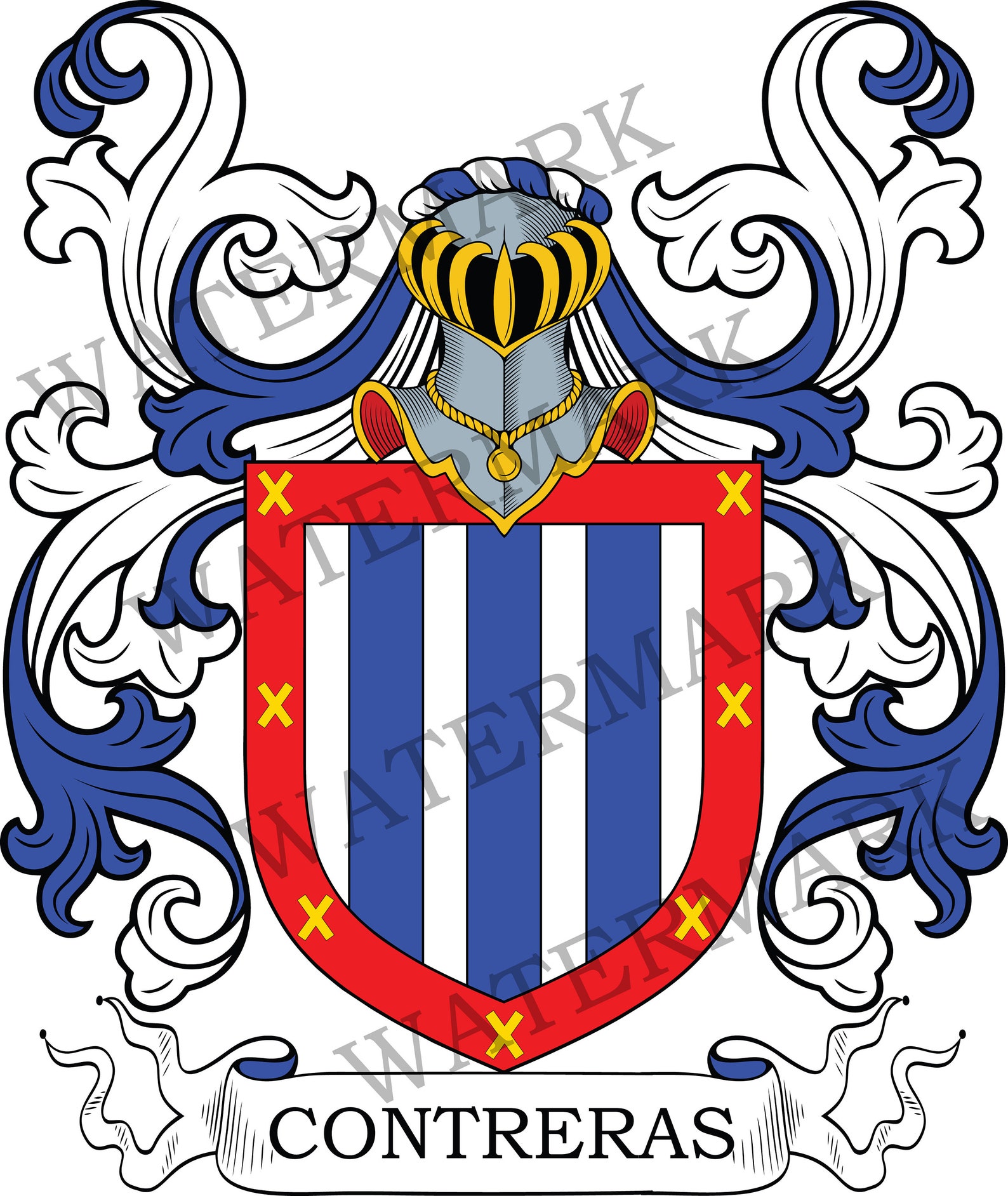 Contreras Family Crest Digital Download Contreras Coat of Arms JPG File ...