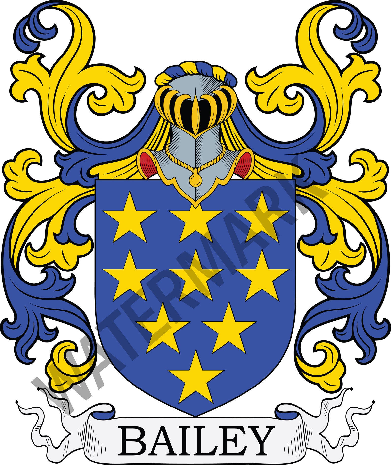 Bailey Family Crest - Digital Download - Bailey Coat of Arms JPG File ...