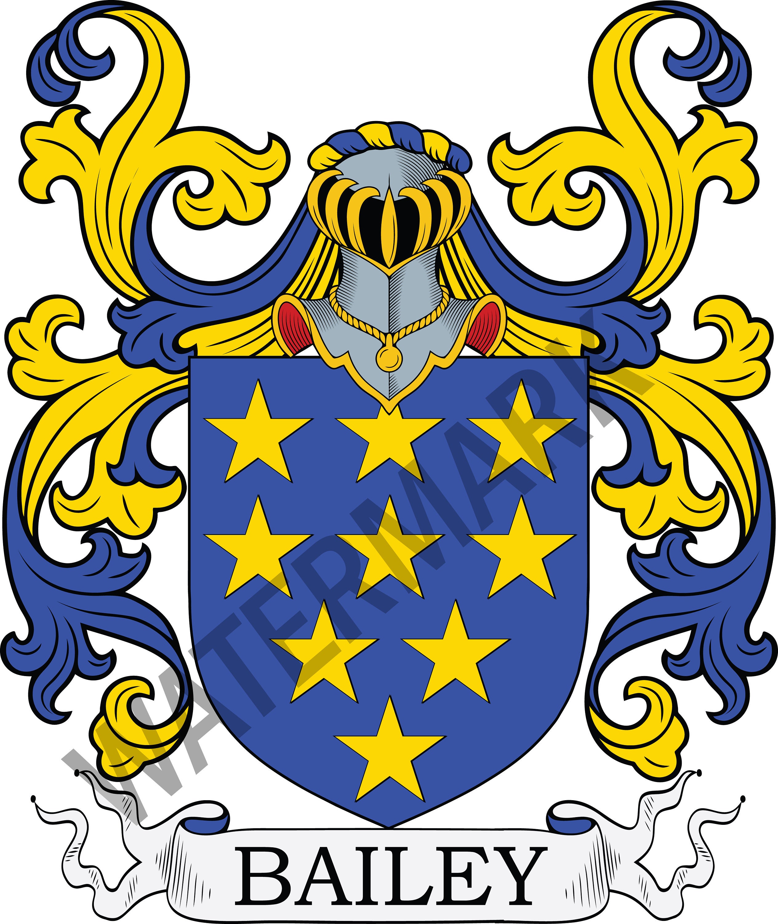 Bailey Family Crest - Digital Download - Bailey Coat of Arms JPG File ...