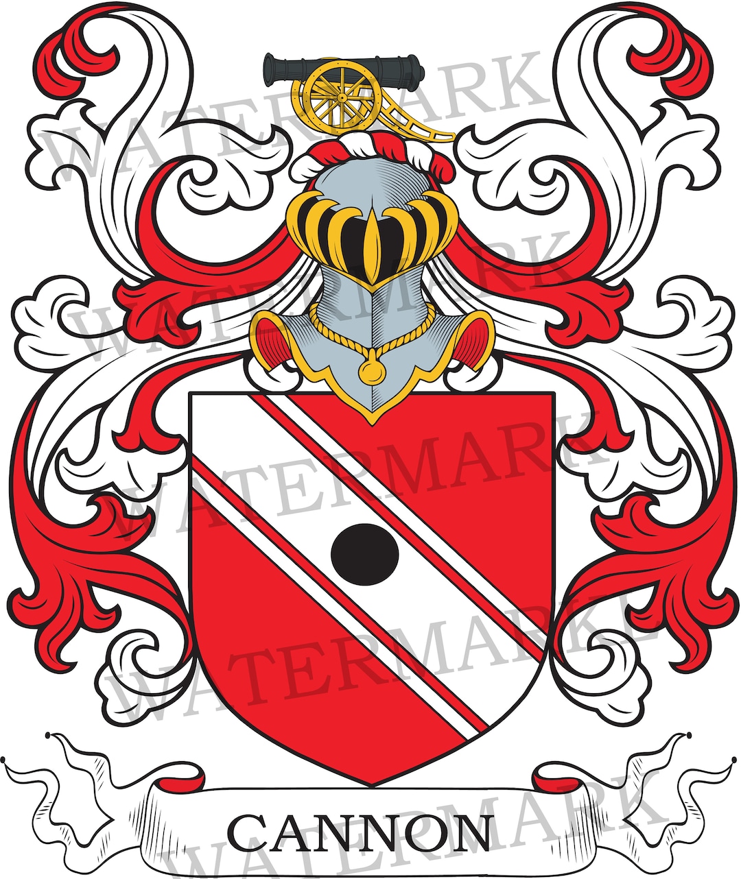Cannon Family Crest - Digital Download - Cannon Coat of Arms JPG File ...