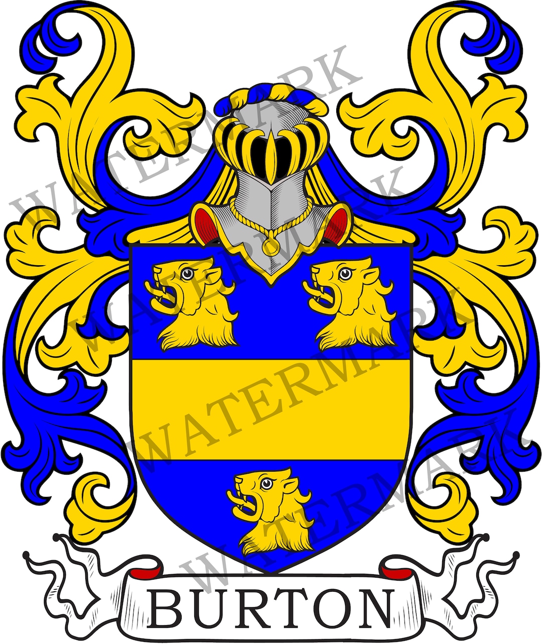 Burton Family Crest - Digital Download - Burton Coat of Arms JPG File ...