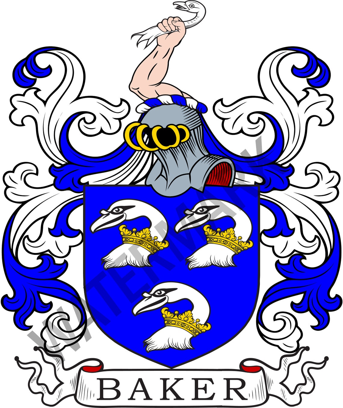 Baker Family Crest - Digital Download - Baker Coat of Arms JPG File ...
