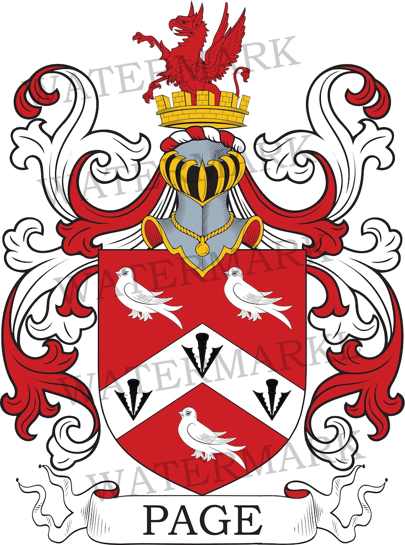 Page Family Crest - Digital Download - Page Coat of Arms JPG File ...