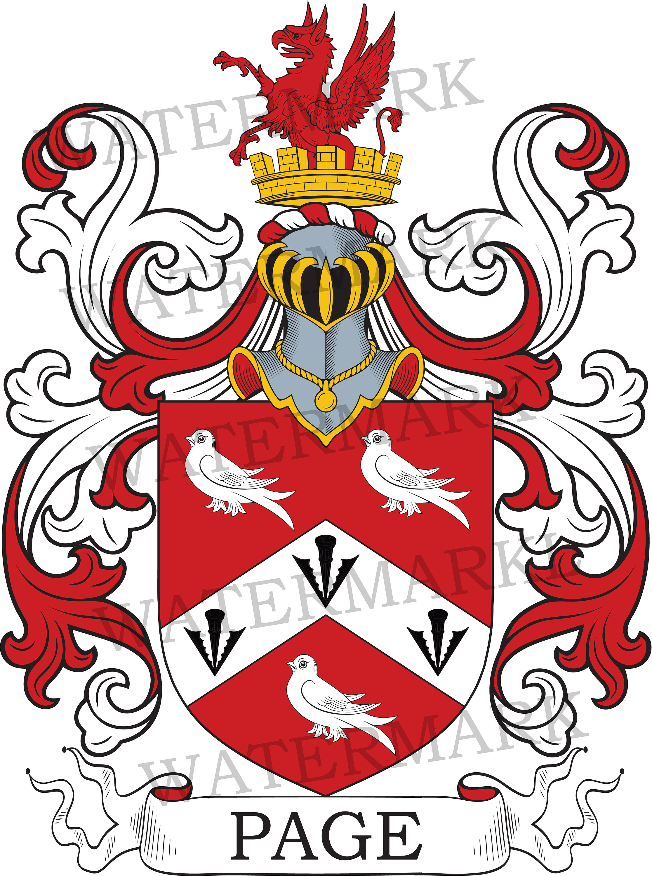 Page Family Crest - Digital Download - Page Coat of Arms JPG File ...
